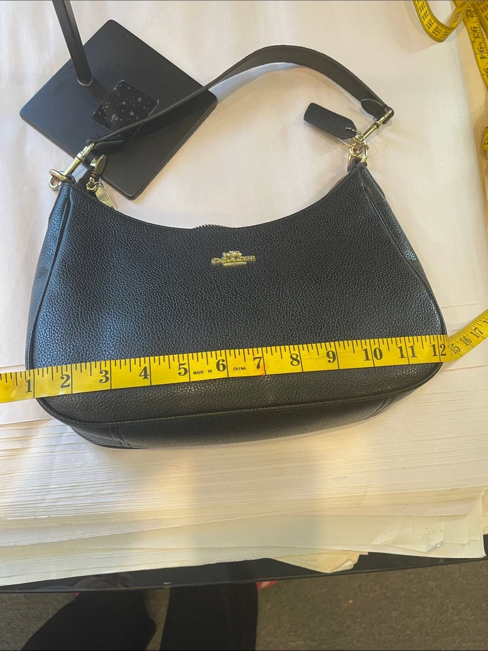 Coach | Bags | Coach Teri Black Pebbled Leather Hobo Shoulder Bag With ...